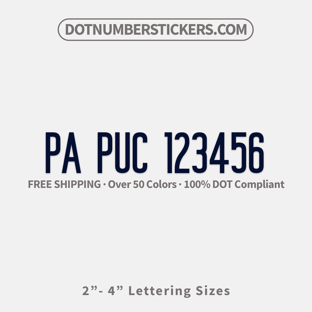 PA PUC Number Decal, (Set of 2) – dotnumberstickers