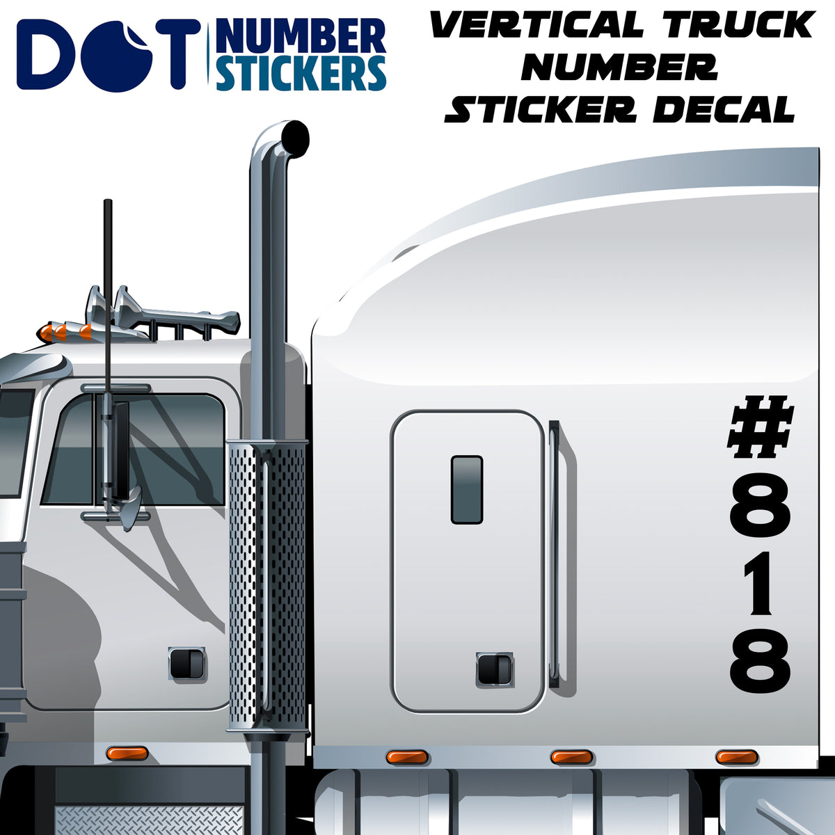 Vertical Truck Number Decal Sticker Lettering, (Set of 2 ...